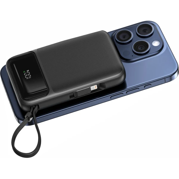 Swissten MagSafe powerbanka 10 000 mAh PD 20W, s USB-C/Lightning čierna ...