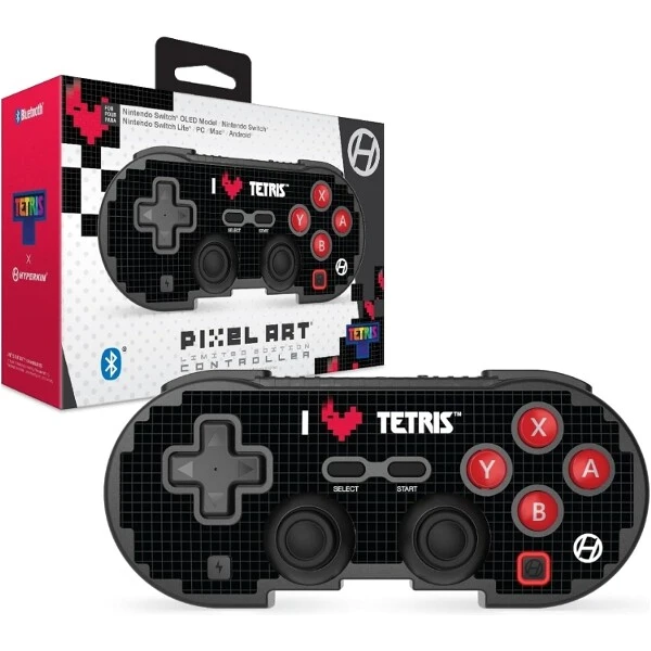 Pixel Art Wireless Bluetooth Controller Official Tetris® Ed. Switch®/PC/Mac®/Android®(Heart Drop ...